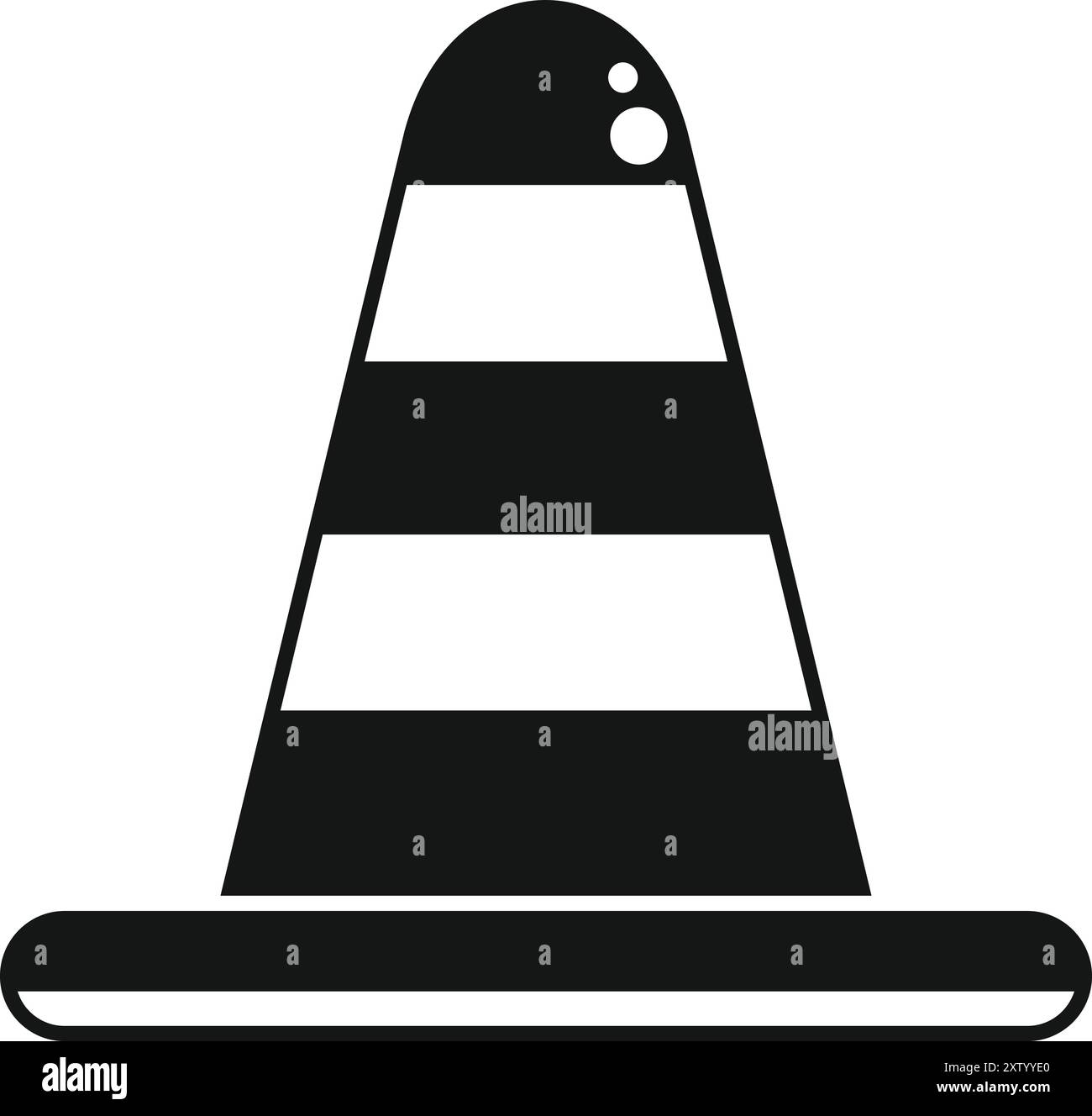 Simple black and white striped traffic cone, indicating caution and ...