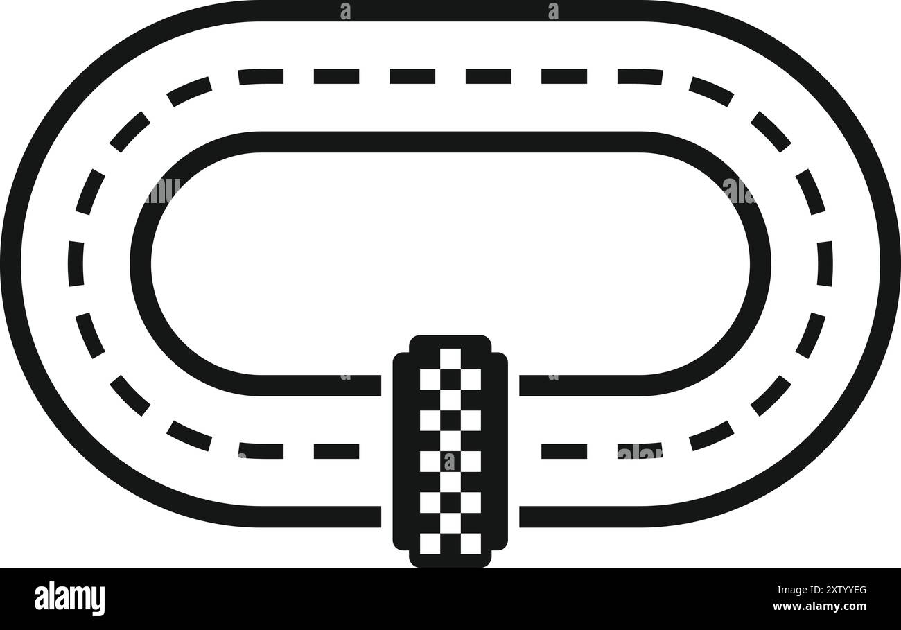 Black and white icon of a race track symbolizing motorsport, speed and ...