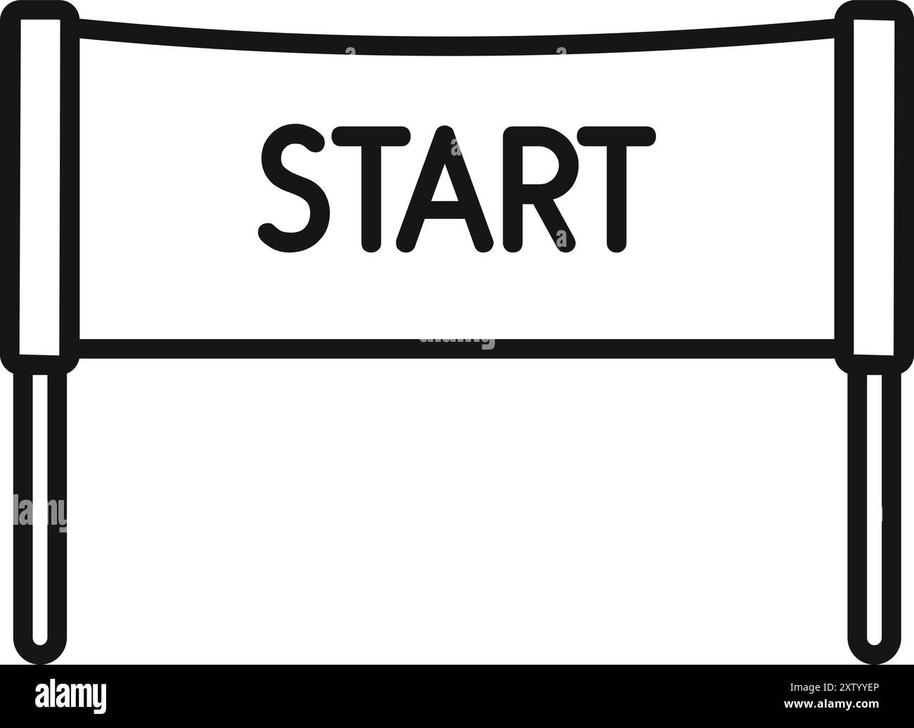 Simple black and white icon of a starting line banner representing a ...