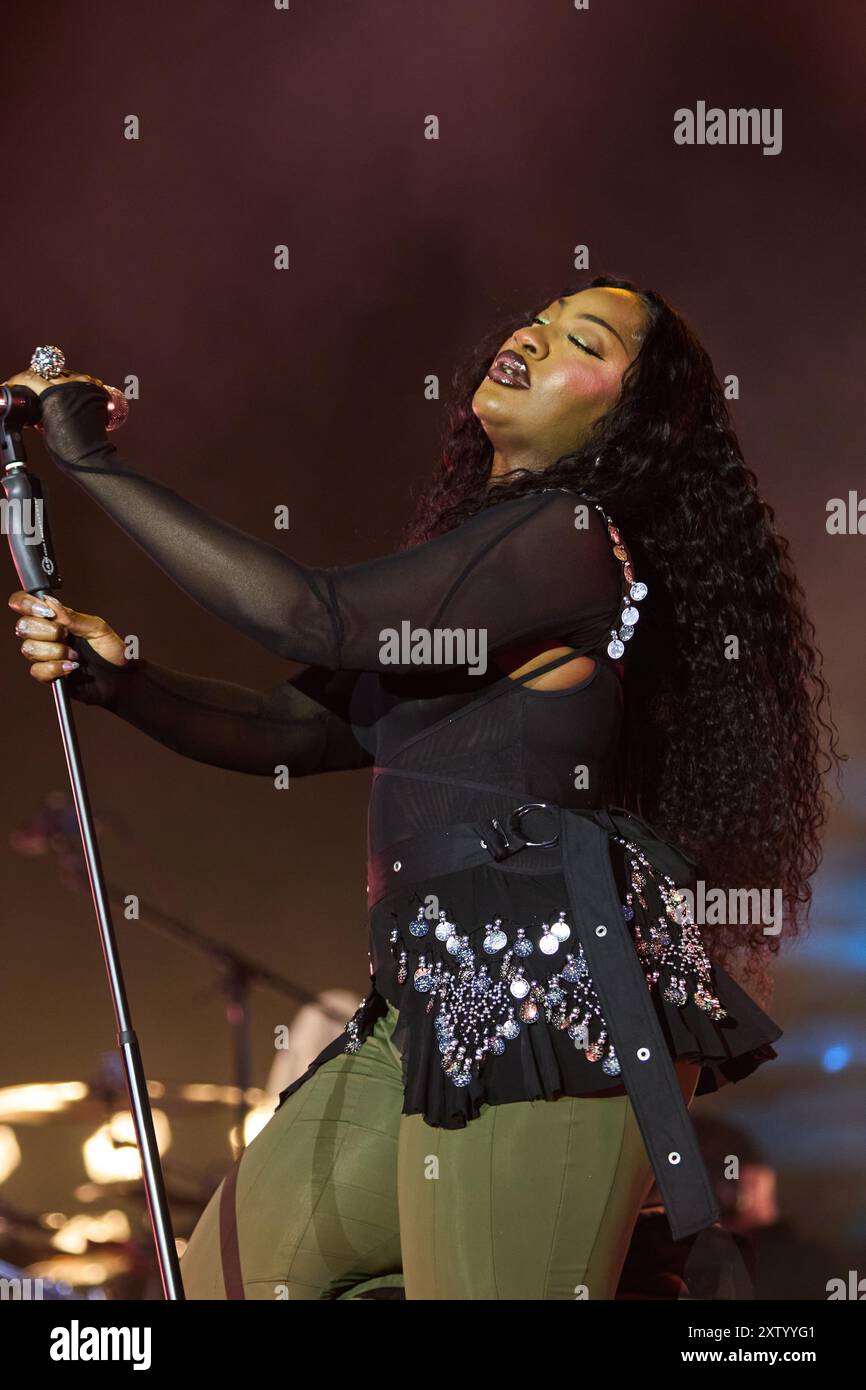 London, UK. 16th Aug, 2024. 16th August 2024 London UK Tems performance ...