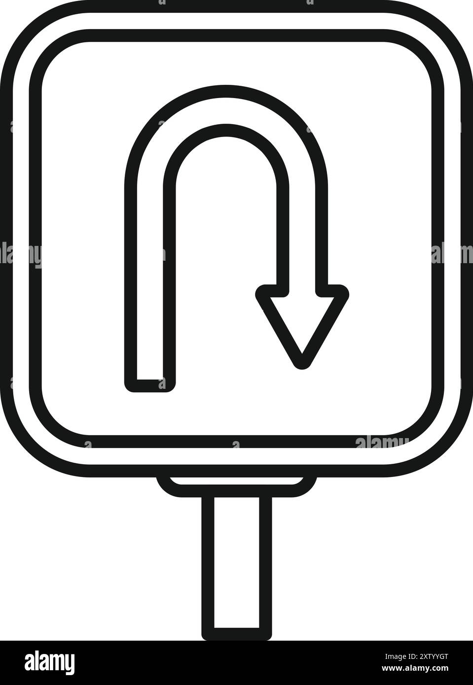 U turn traffic road sign indicating the direction to follow on the road ...