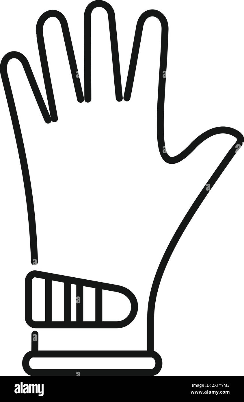 Line drawing of a protective glove with a wrist support, emphasizing ...