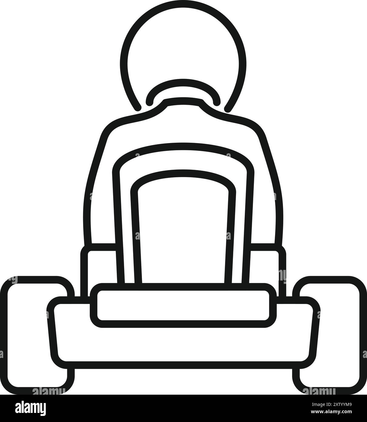 Minimalist line art icon of a karting sport driver driving a go kart from a back view Stock ...