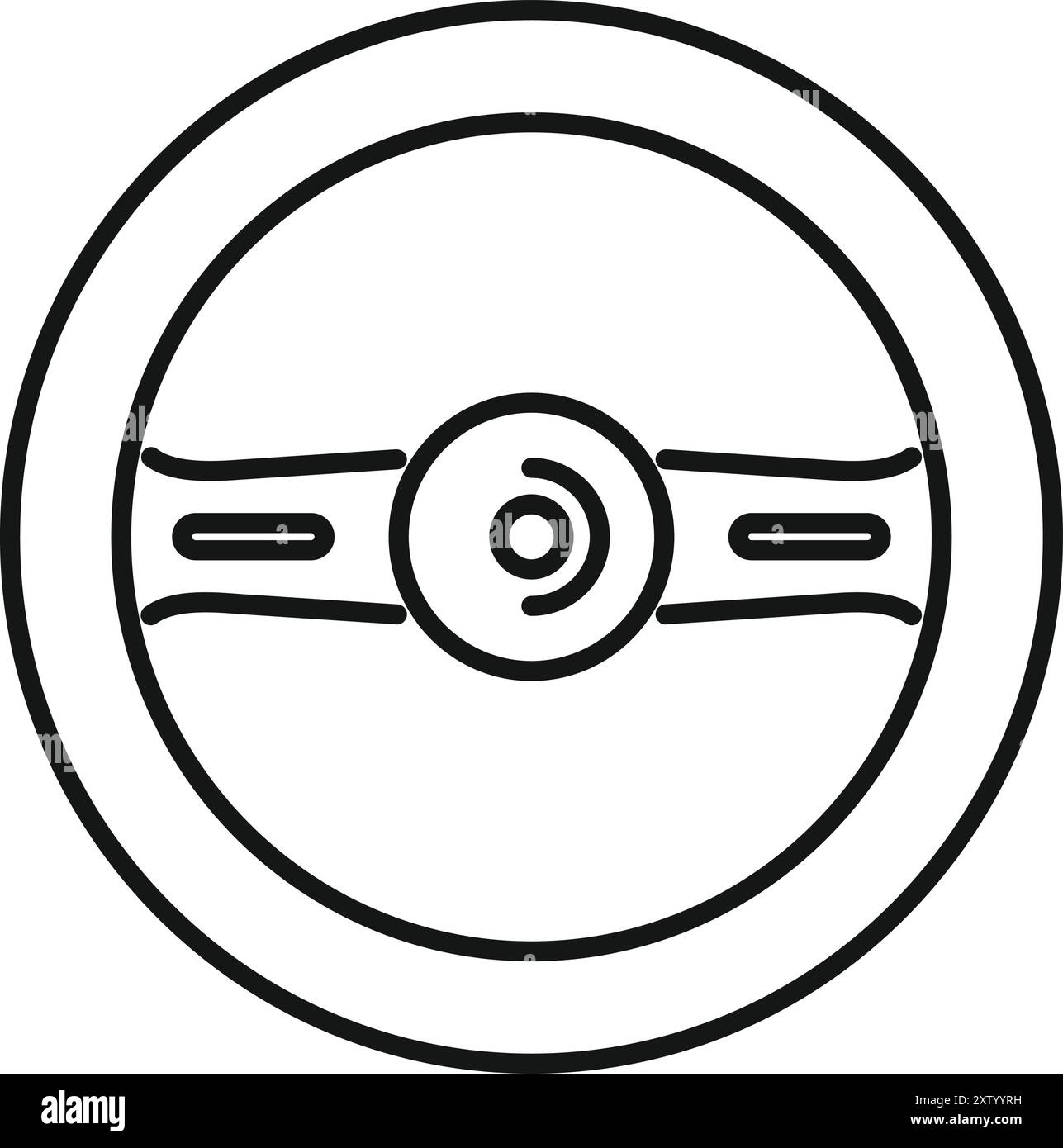 Simple line art illustration of a car steering wheel, representing the ...