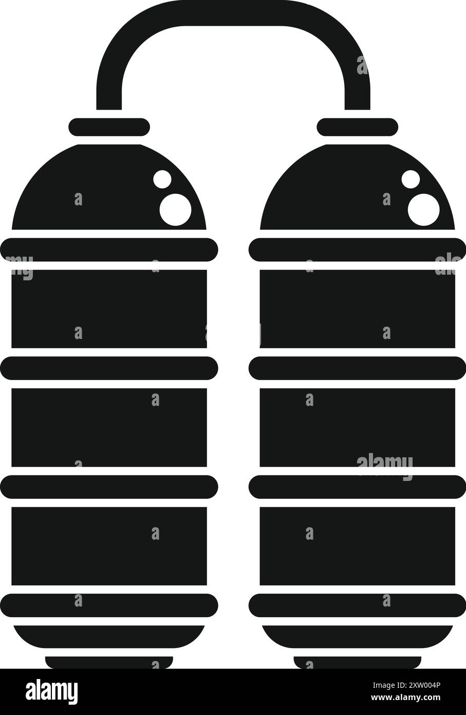 Silhouette icon of scuba diving oxygen tanks, essential equipment for ...