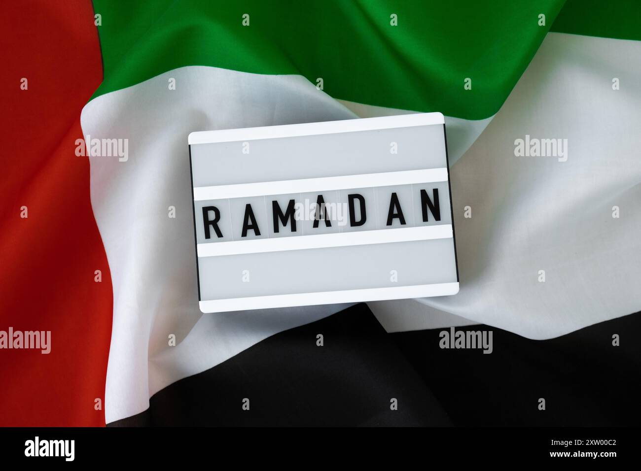 Congratulations Lightbox with text RAMADAN waving UAE flag on ...