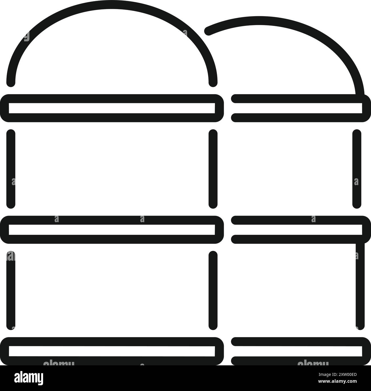 Line drawing of two silos storing grain, highlighting the industrial ...