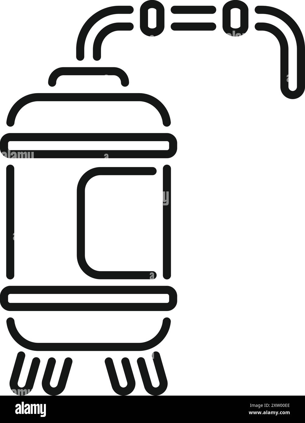 Line art icon of a milk pasteurization tank, representing a key step in ...