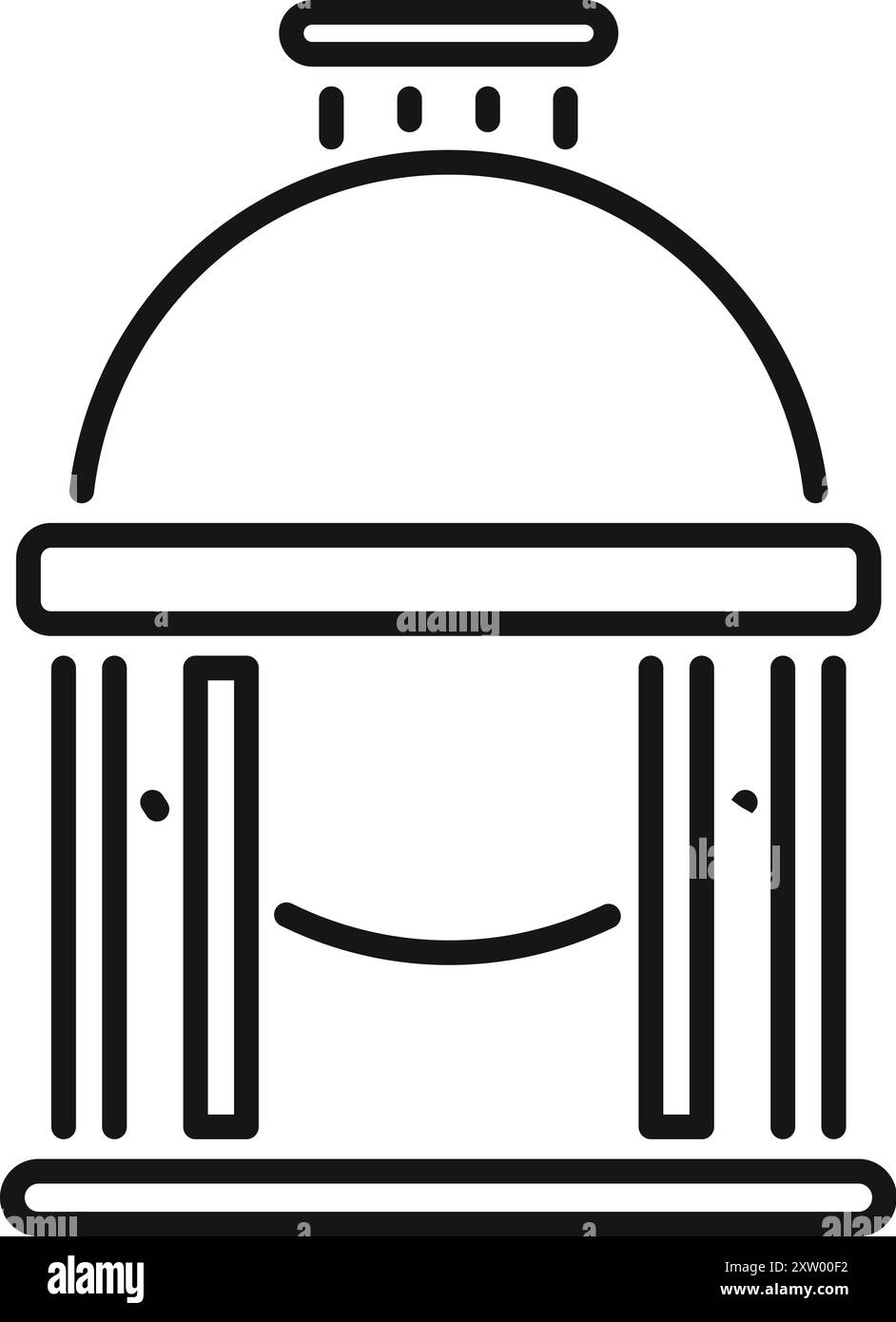 Simple line icon illustration of a building with columns and a dome ...
