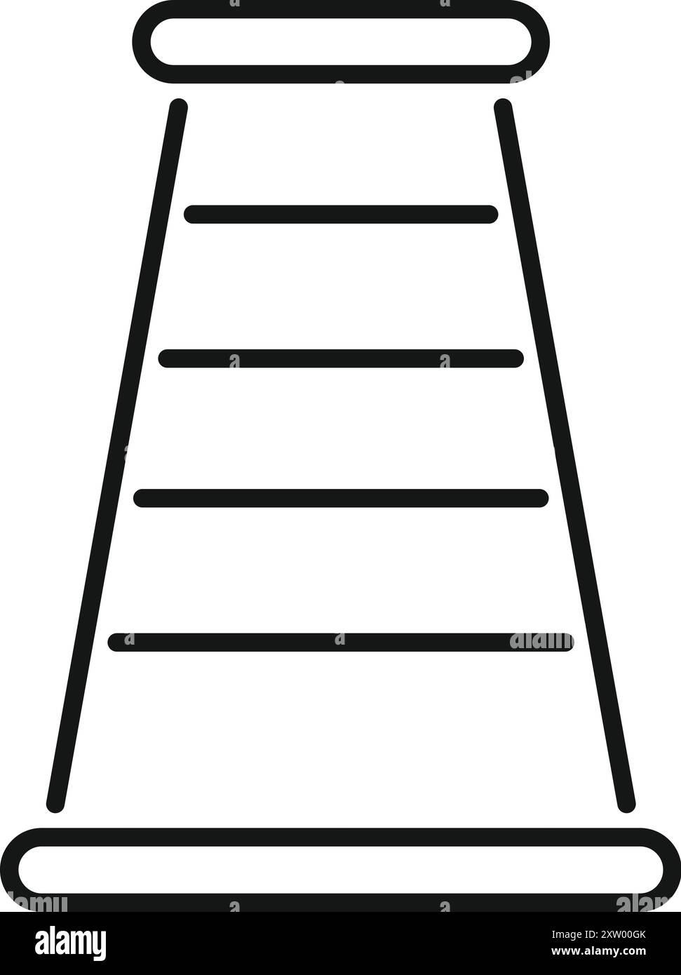 Simple ladder icon with steps leading from a lower to a higher base ...