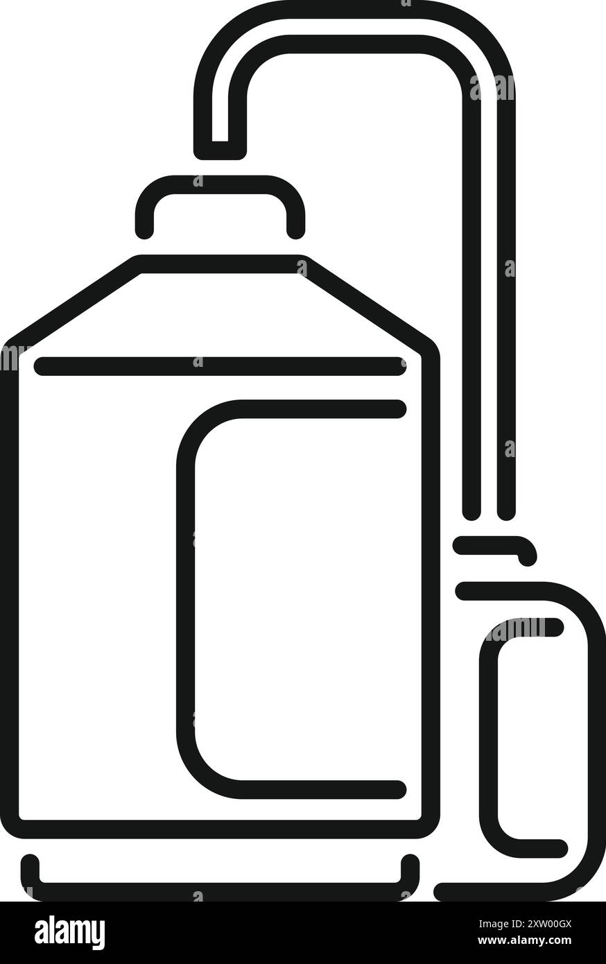 Line drawing of a moonshine machine distilling alcohol using a pipe ...