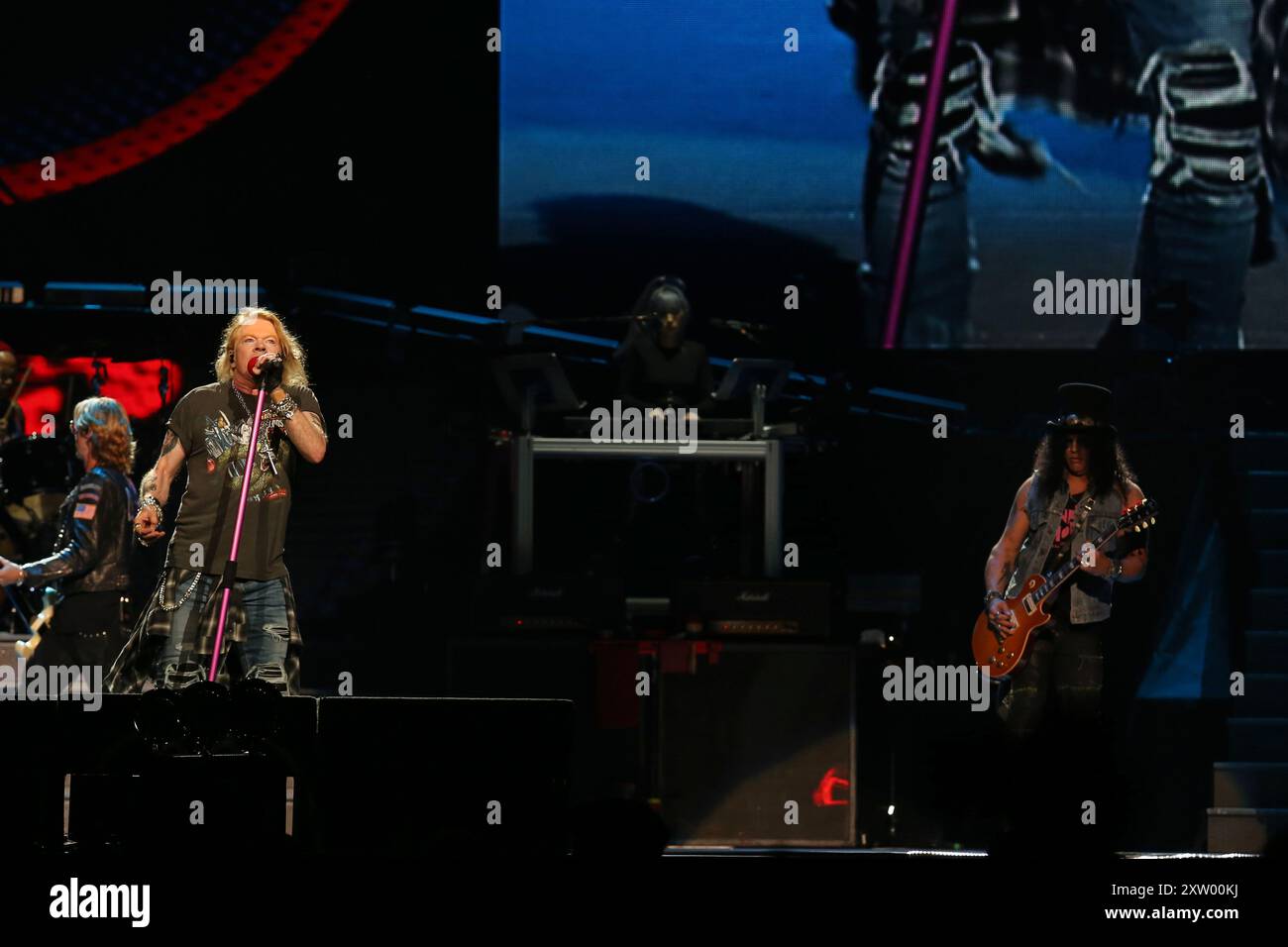 Axl Rose and Slash of Guns N' Roses perform in concert at Madison ...