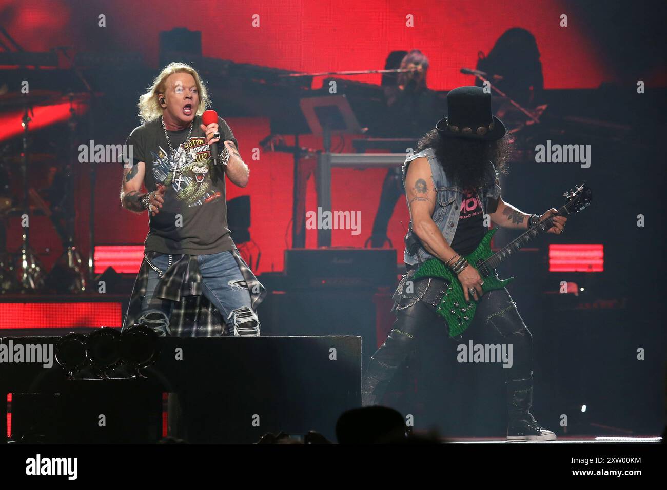 Axl Rose and Slash of Guns N' Roses perform in concert at Madison ...