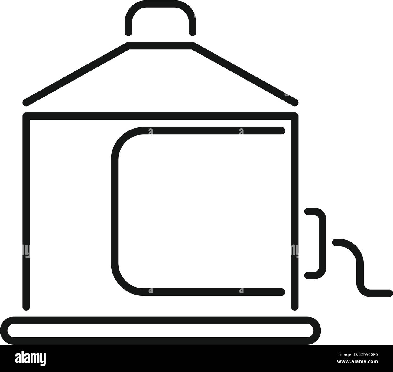 Line drawing of a countertop convection oven with heat waves emanating ...