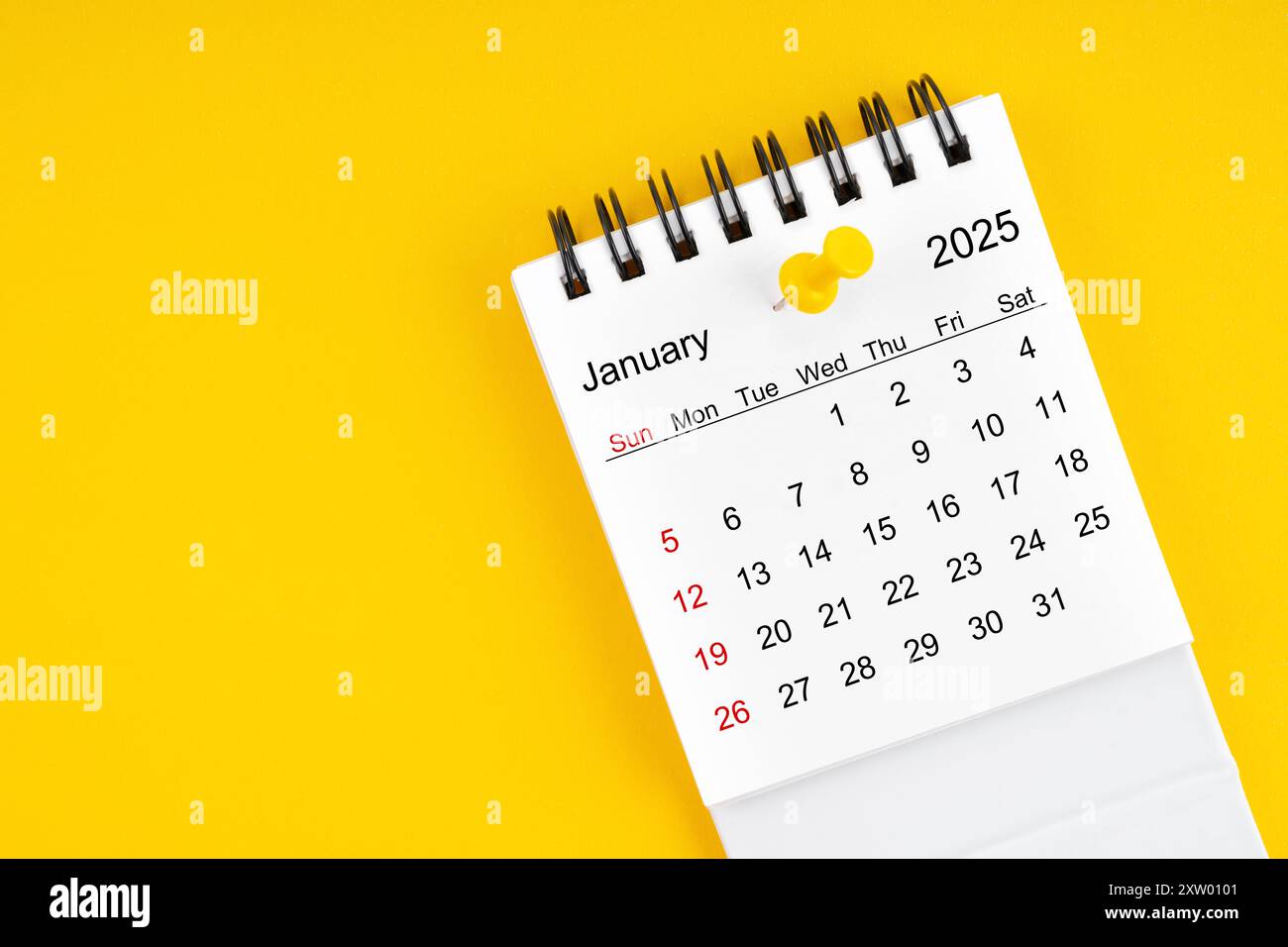 January 2025 Monthly desk calendar for 2025 year with thumbtack on ...