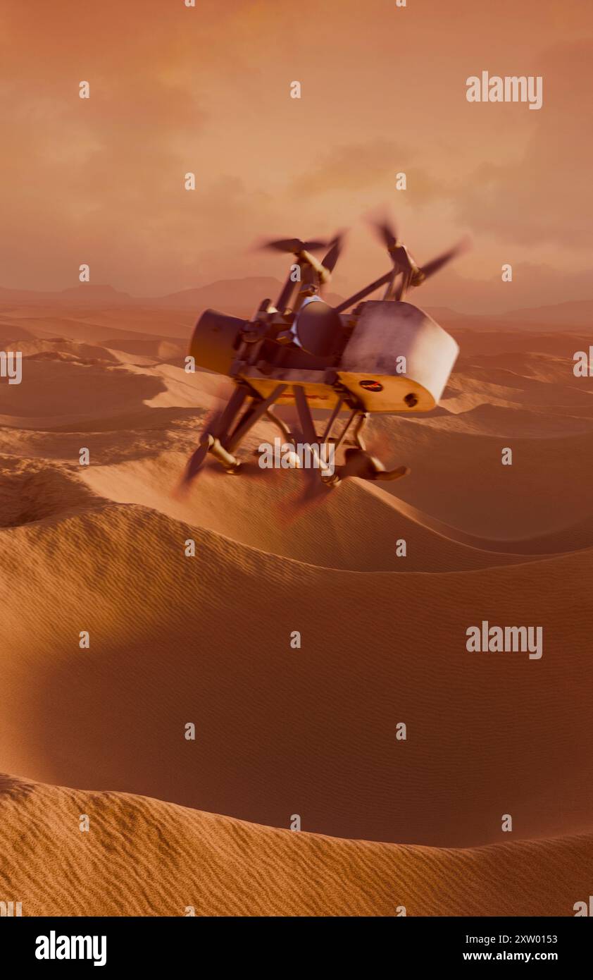 Artwork depicting the NASA drone/probe called Dragonfly. Scheduled for ...