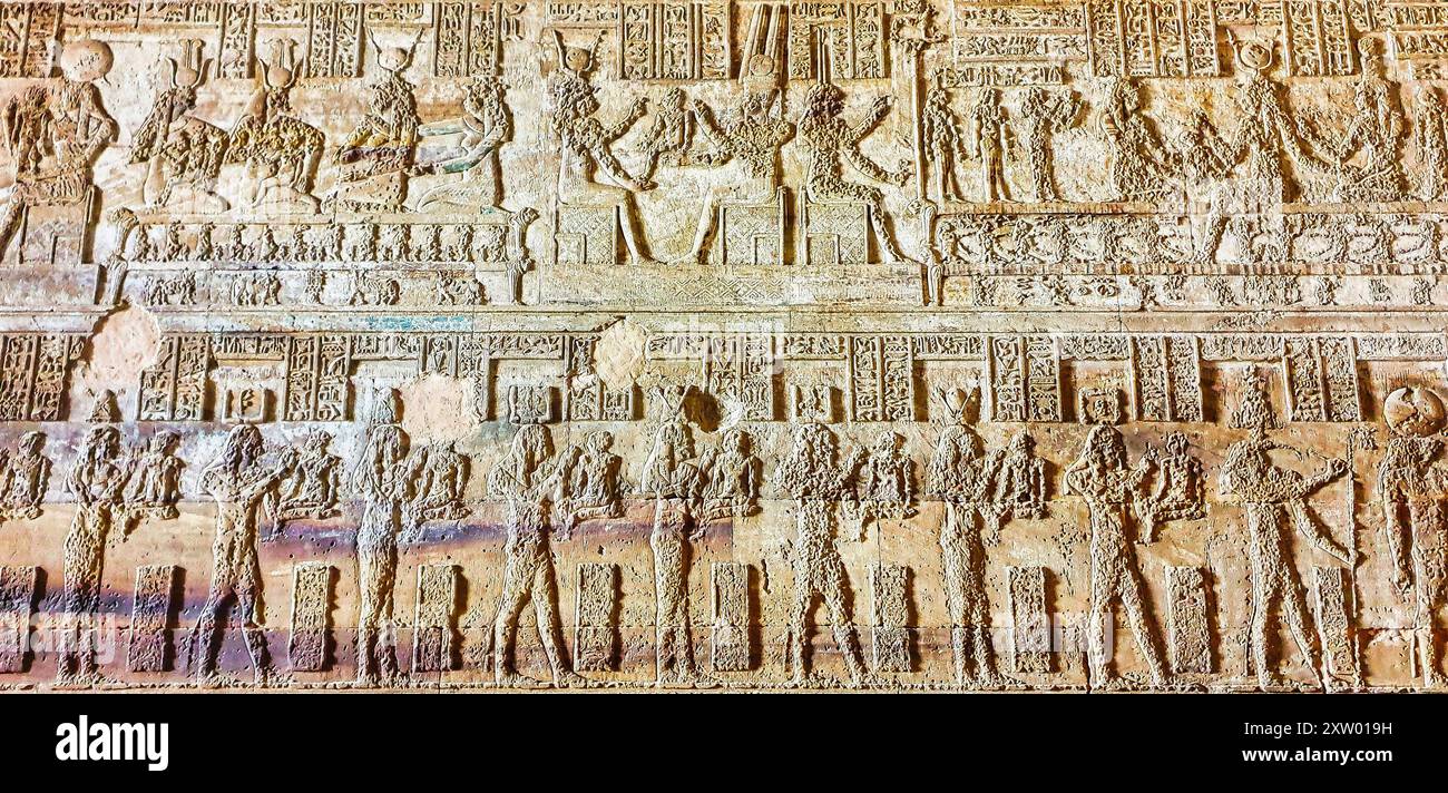 A Panel depicting a bas relief of procession of gods of ancient egypt ...