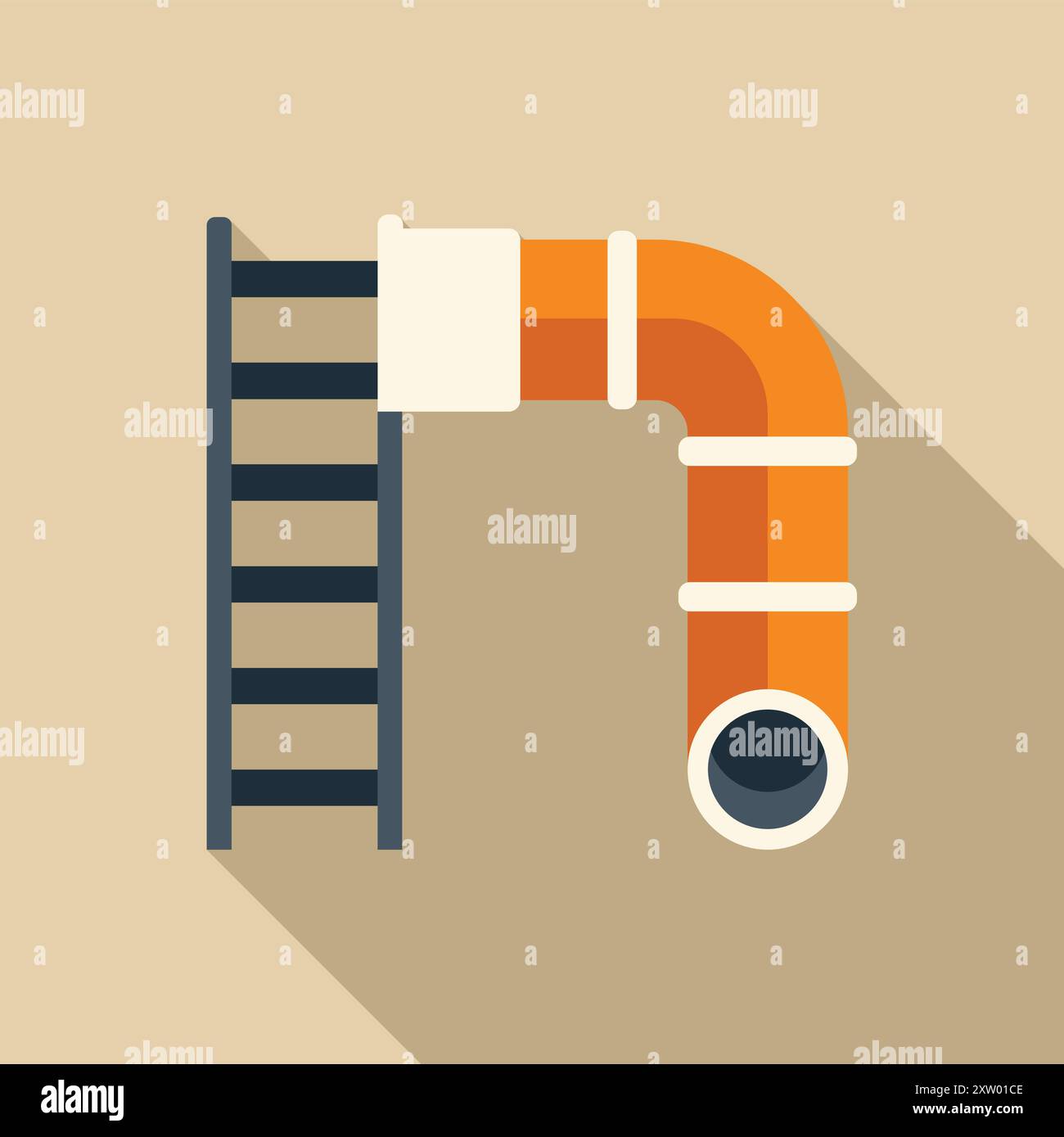 Simple vector illustration of a playground slide with a long shadow ...