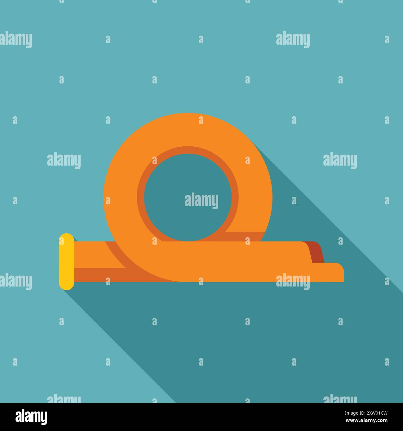 Cartoon orange water slide tube turning left creating loop with long ...