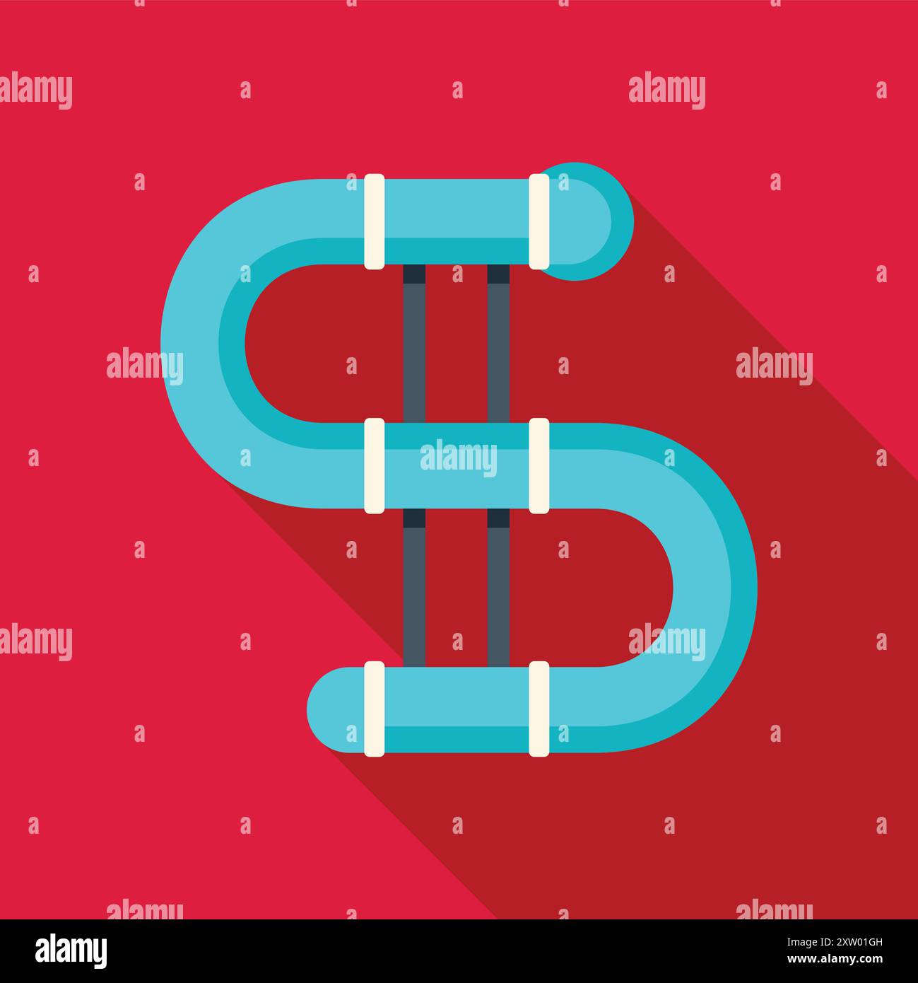Minimalist illustration featuring a blue water slide forming an s shape ...