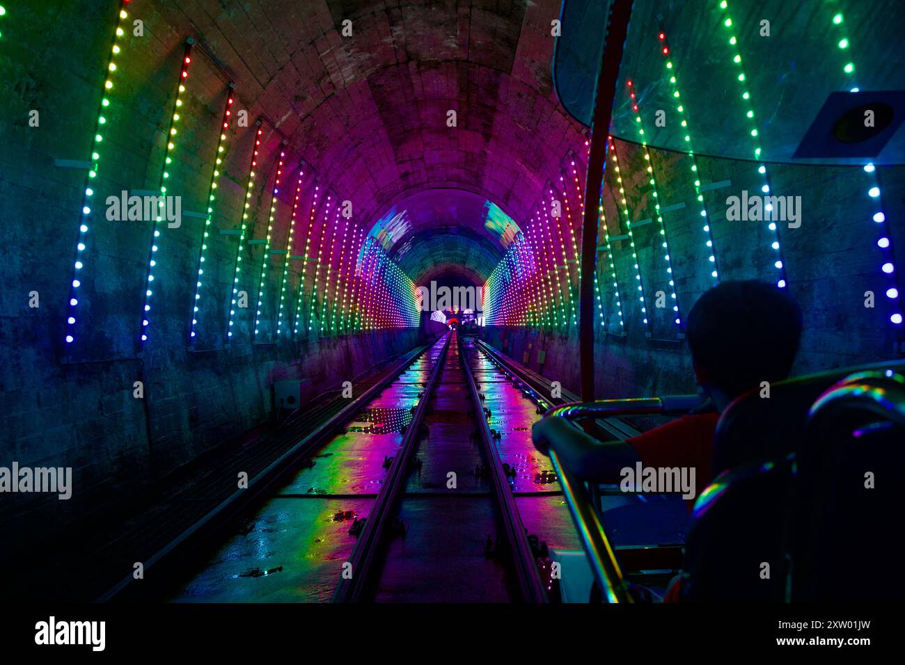 Fantasy Tunnel, Samcheok, rail bike, Korea, lights, colorful, tunnel ...