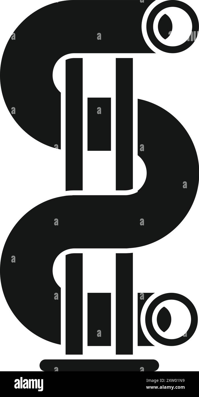 This black and white vector illustration shows a playground slide ...