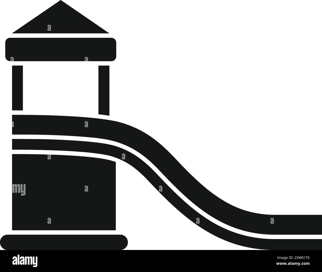Simple black silhouette of a playground slide promoting outdoor fun and ...