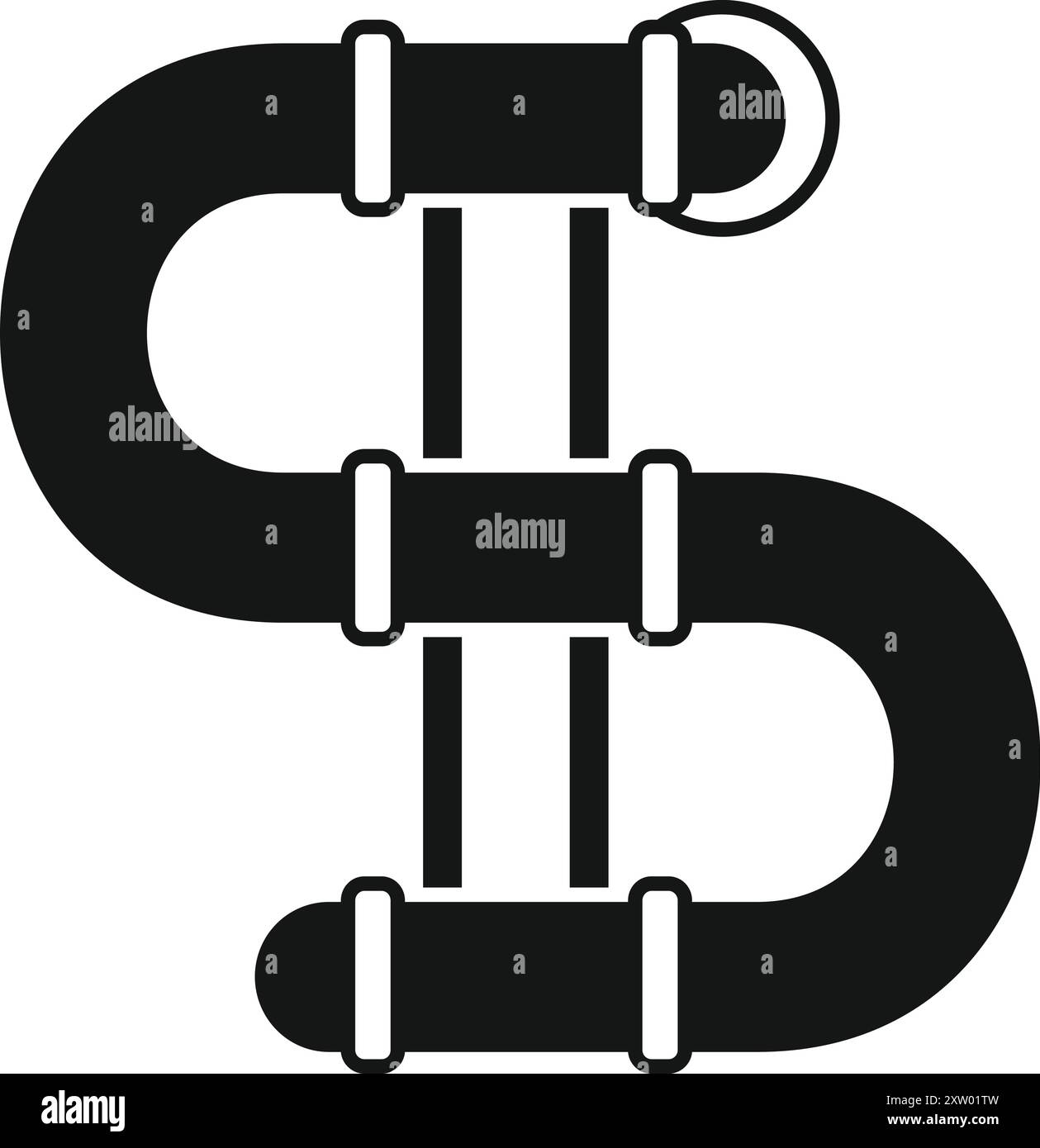 Black icon of a water pipe, representing a plumbing system installation ...