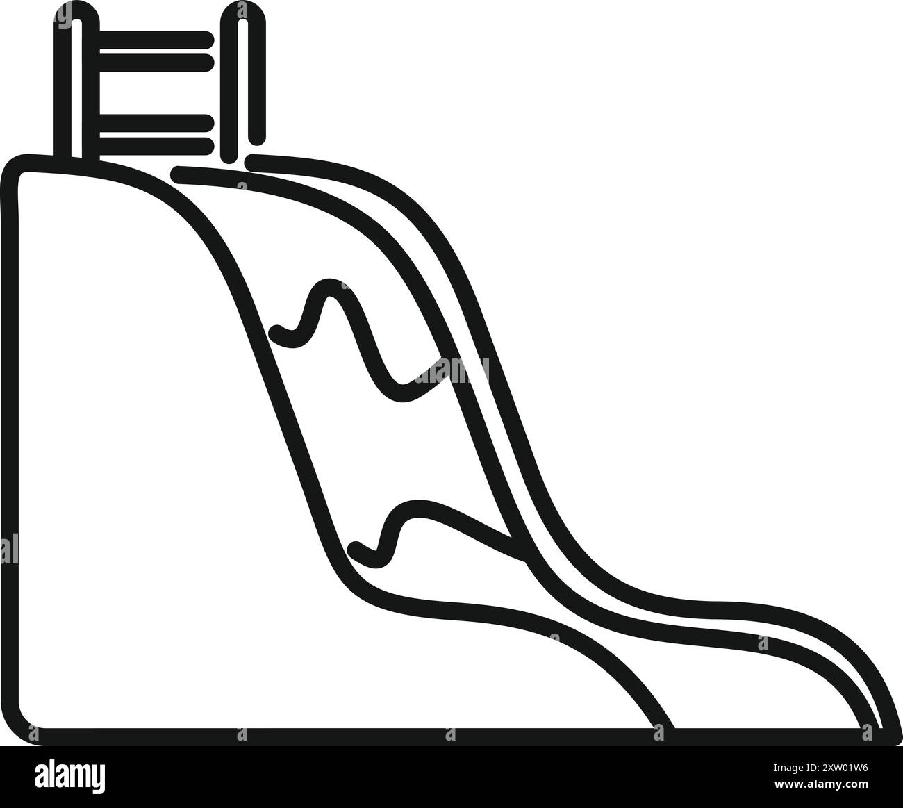 This simple line art icon represents a playground slide, perfect for ...