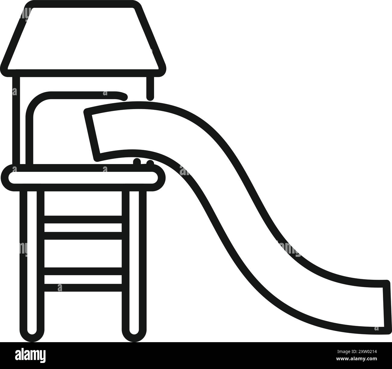 Children playing on slide illustration Black and White Stock Photos ...