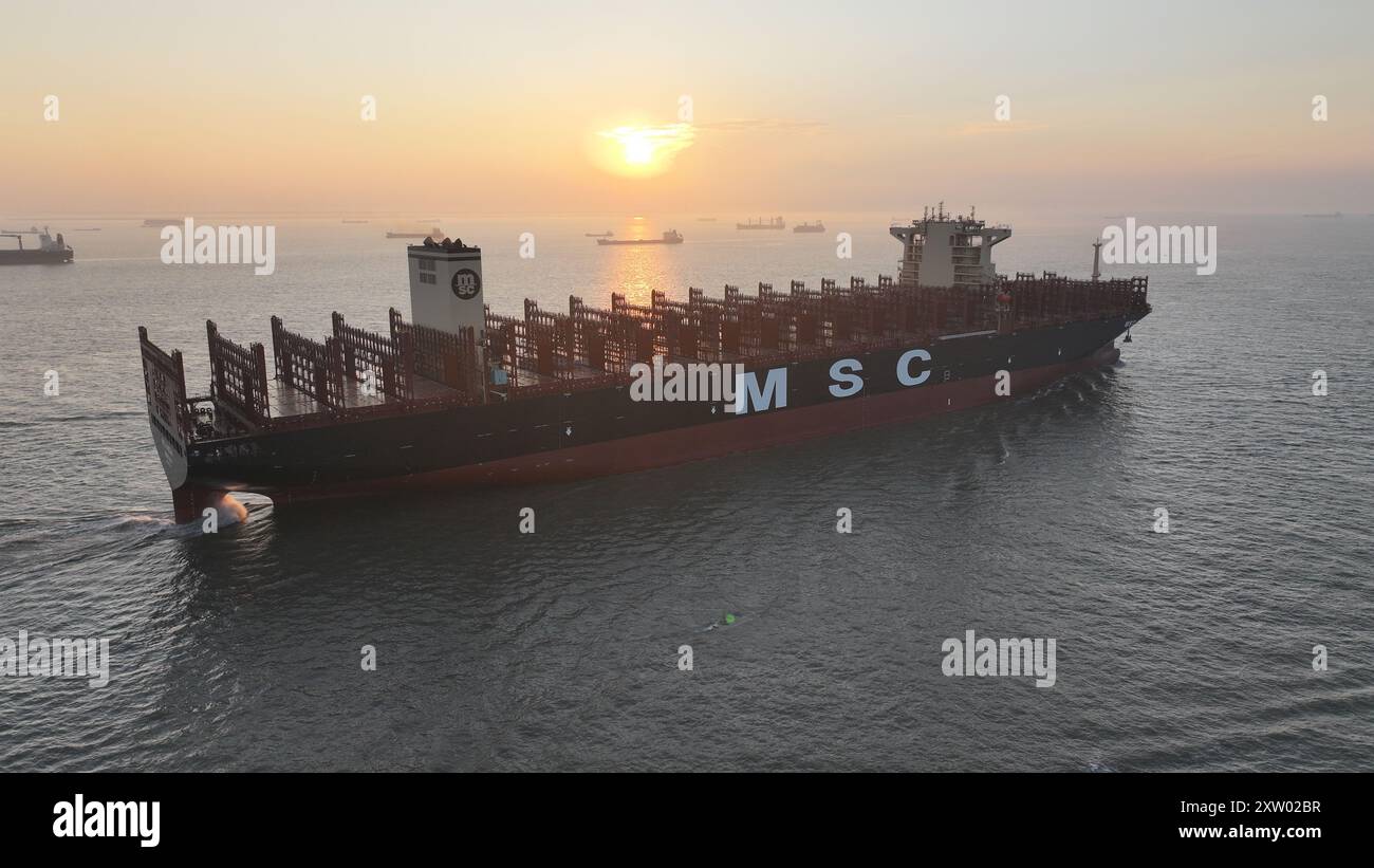 SUZHOU, CHINA - AUGUST 17, 2024 - The container ship MSC SIMONA (Xinfu ...