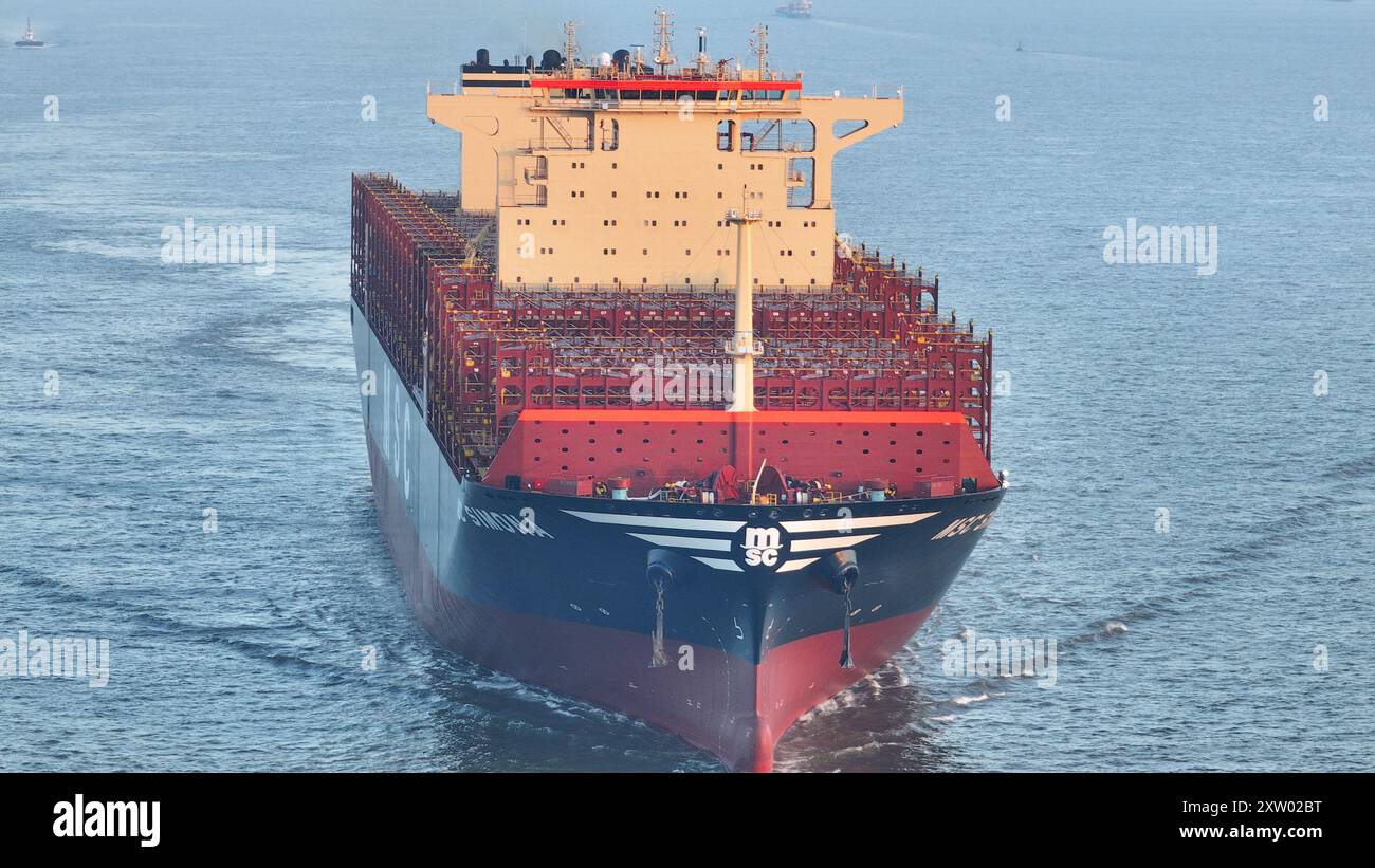 SUZHOU, CHINA - AUGUST 17, 2024 - The container ship MSC SIMONA (Xinfu ...