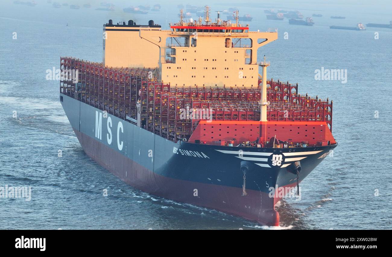 SUZHOU, CHINA - AUGUST 17, 2024 - The container ship MSC SIMONA (Xinfu ...