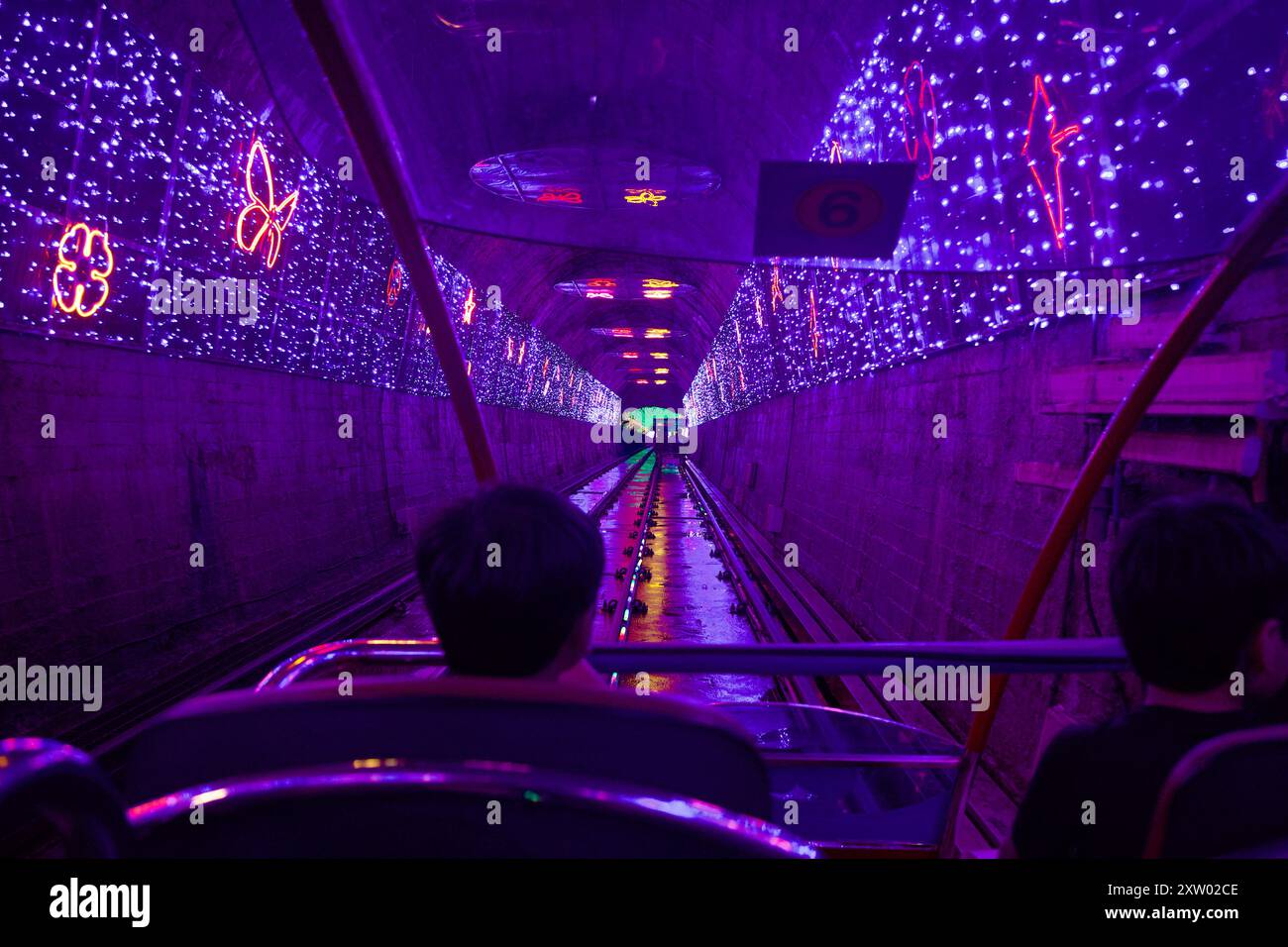 Fantasy Tunnel, Samcheok, rail bike, Korea, lights, purple, tunnel ...