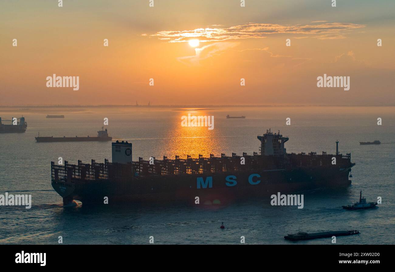 SUZHOU, CHINA - AUGUST 17, 2024 - The container ship MSC SIMONA (Xinfu ...