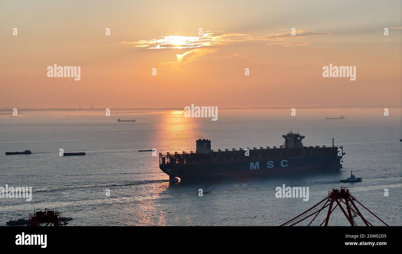 SUZHOU, CHINA - AUGUST 17, 2024 - The container ship MSC SIMONA (Xinfu ...