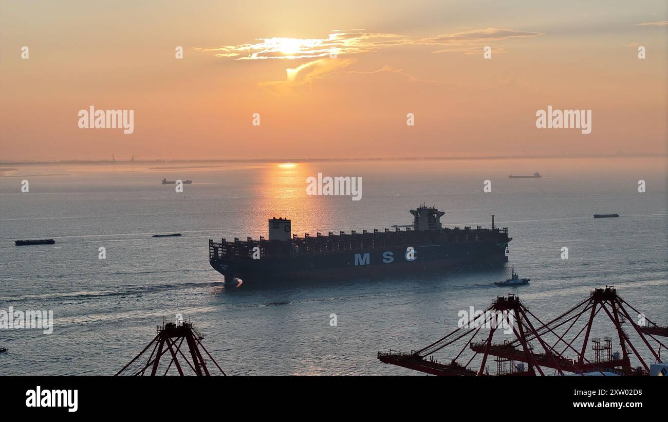 SUZHOU, CHINA - AUGUST 17, 2024 - The container ship MSC SIMONA (Xinfu ...