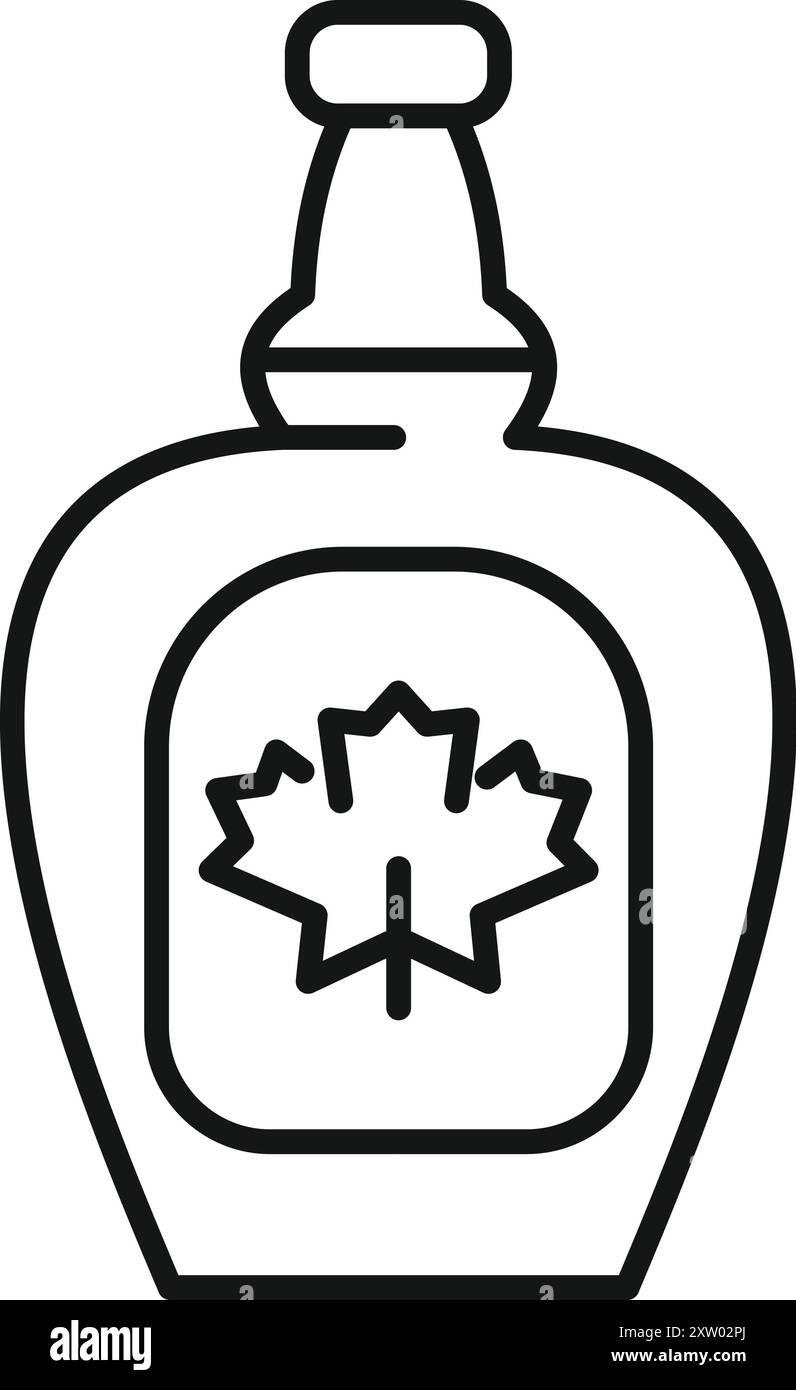 Black and white line drawing of a bottle of maple syrup with a maple ...