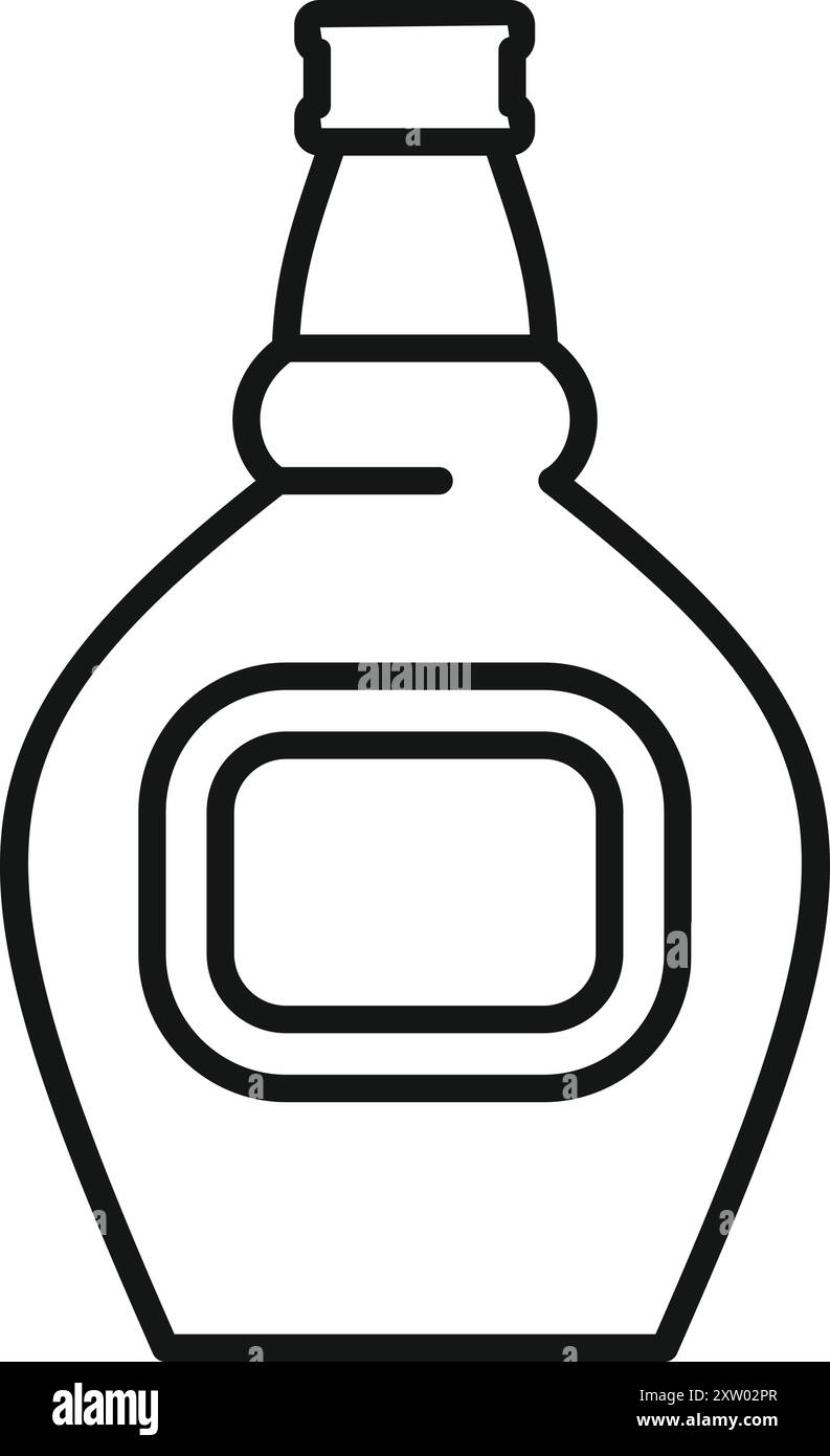 Simple black and white line drawing of a generic bottle for alcoholic ...