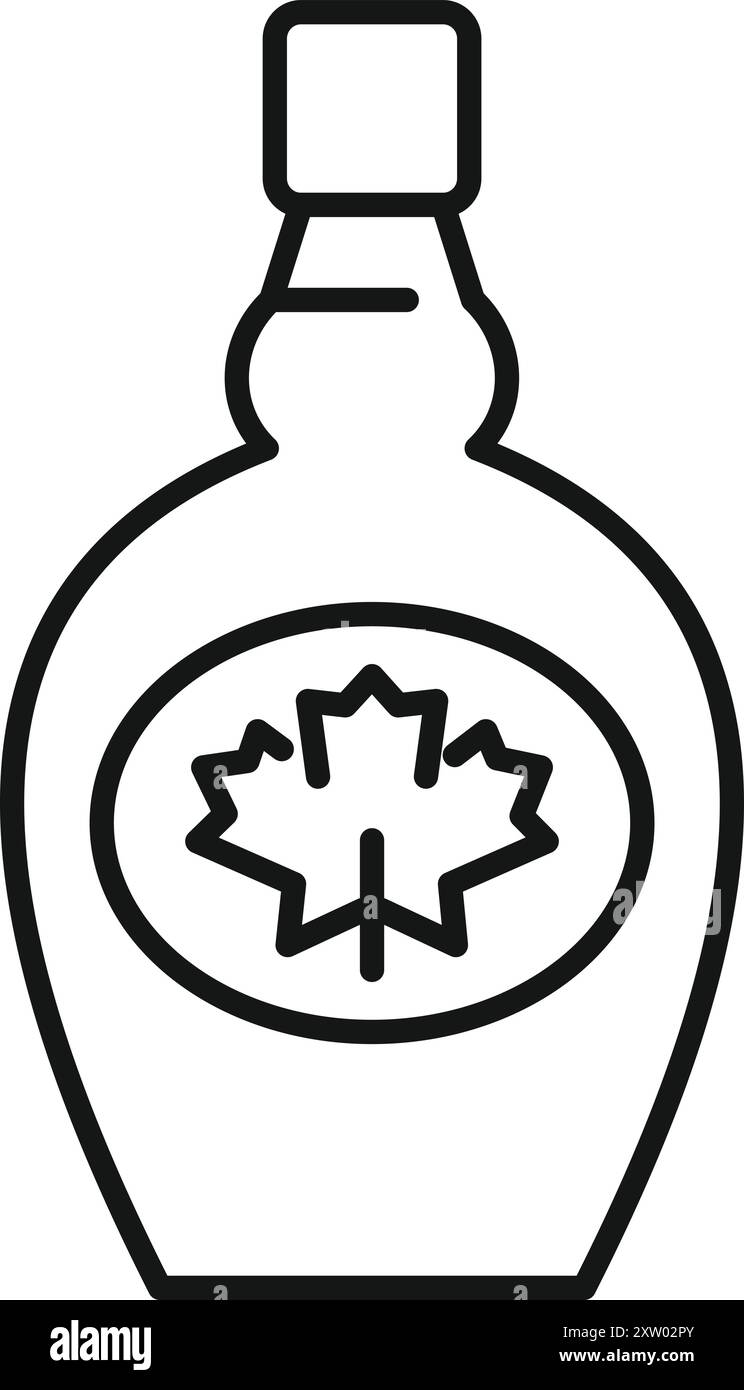 Simple line art icon of a bottle of maple syrup with a maple leaf Stock ...