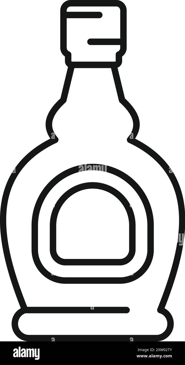 Simple line drawing of a glass bottle full of sweet maple syrup Stock ...