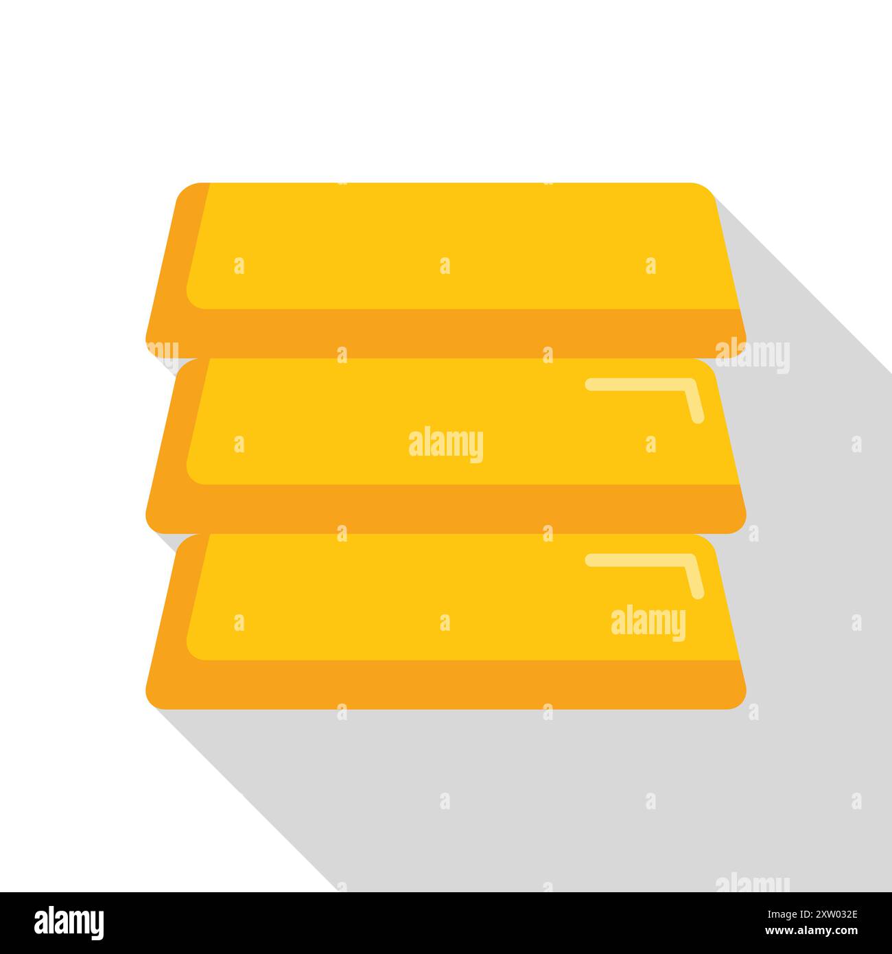 Three shiny gold bars are stacked on top of each other, creating a small pile of wealth and ...