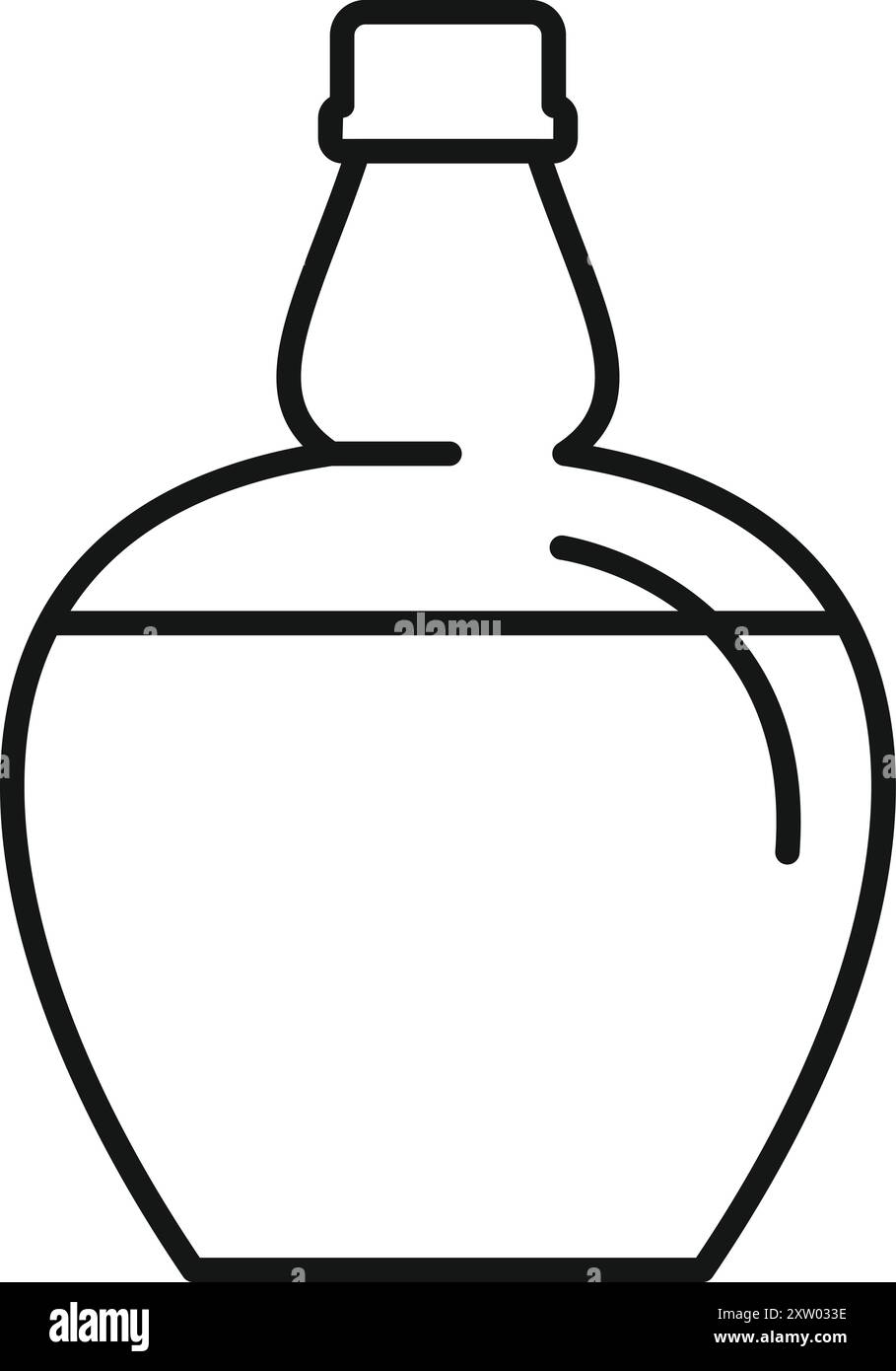 Line drawing of a bottle containing liquor with a round shape Stock ...
