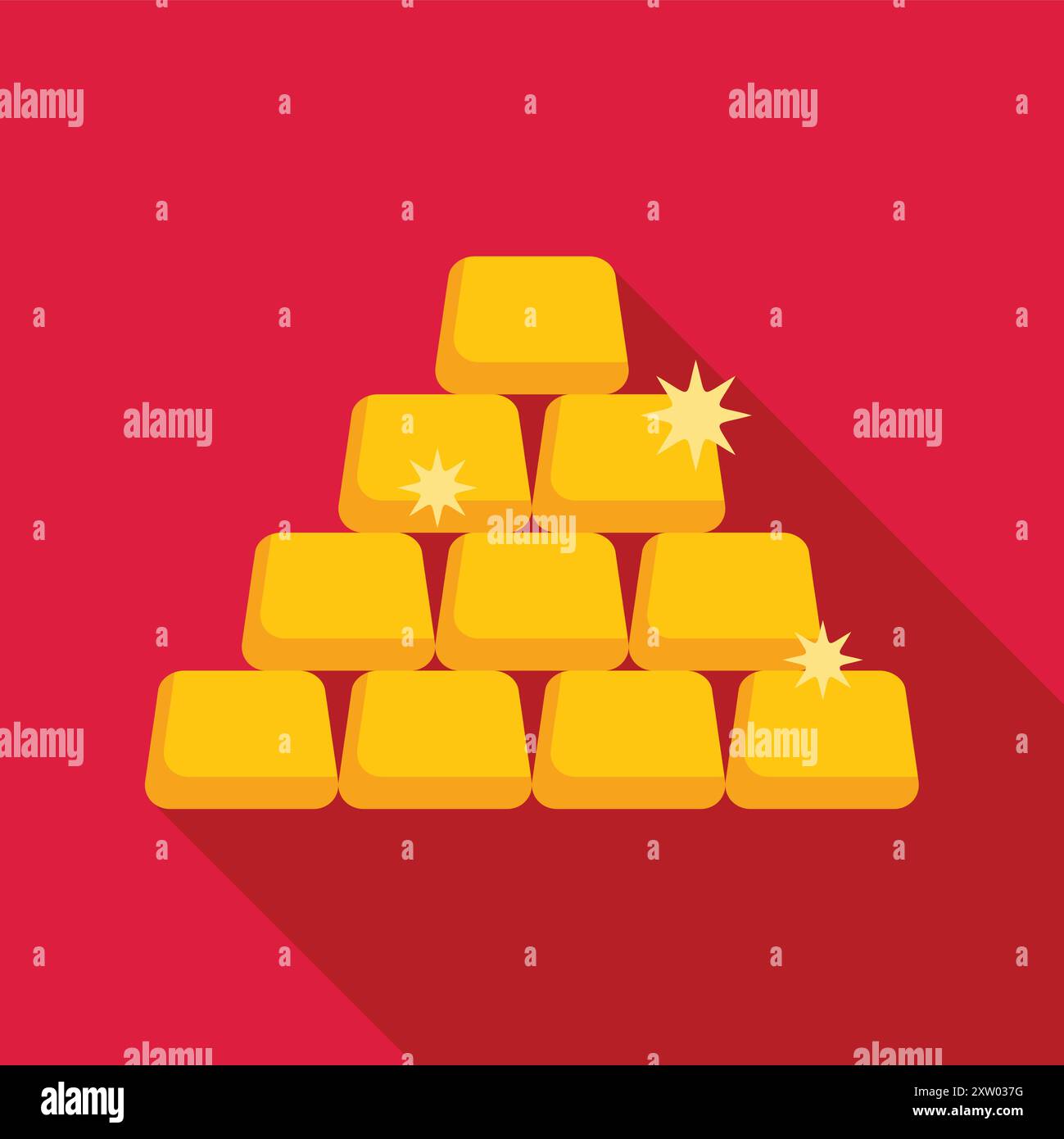 Pyramid made of gold bars is representing successful long term investment in precious metals ...