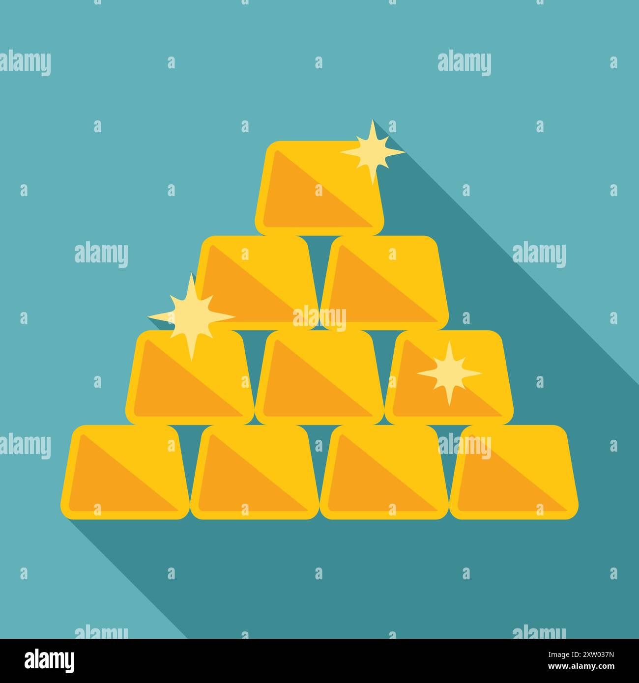 Shiny gold bars are stacked in pyramid shape on blue background Stock Vector Image & Art - Alamy