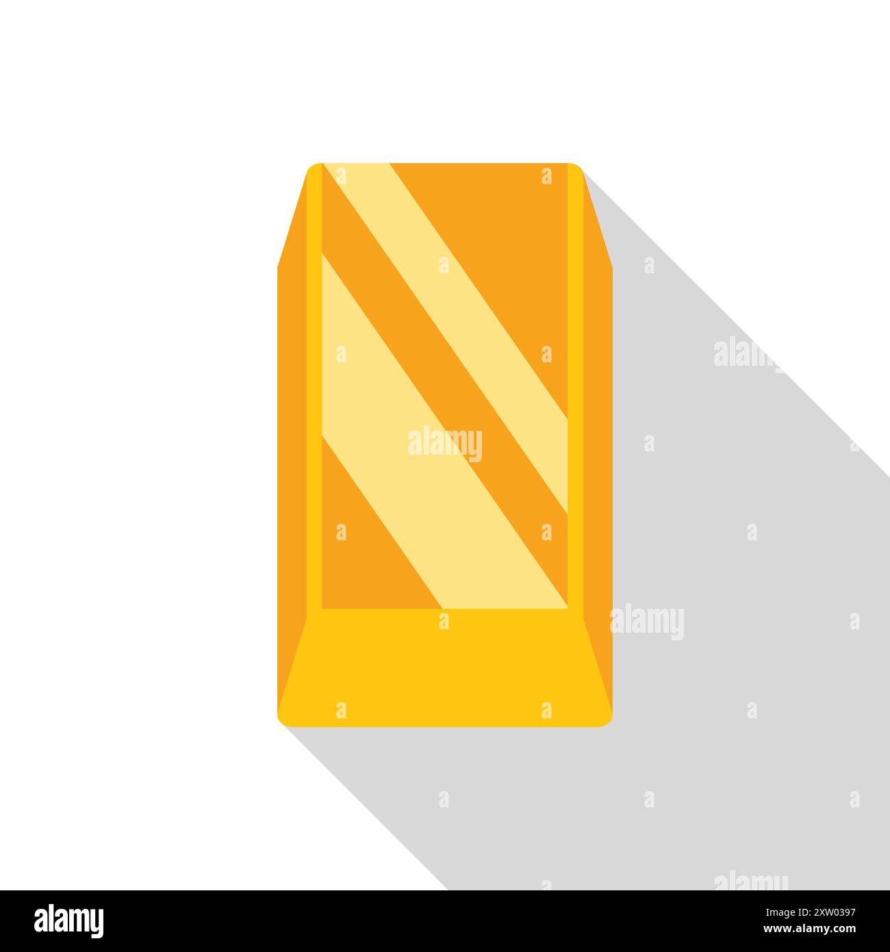 Yellow gold bar casting is casting a long shadow on a white background ...