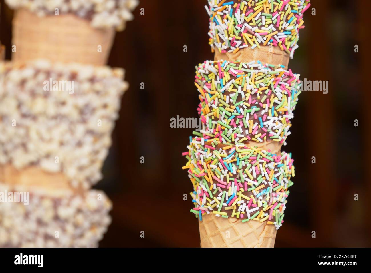 stack of waffle con displaying Stock Photo - Alamy