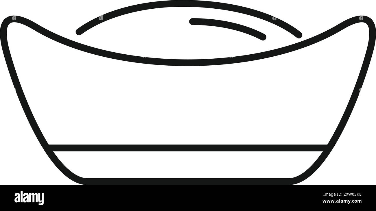 Line art icon of a gold ingot, a symbol of prosperity and wealth in ...