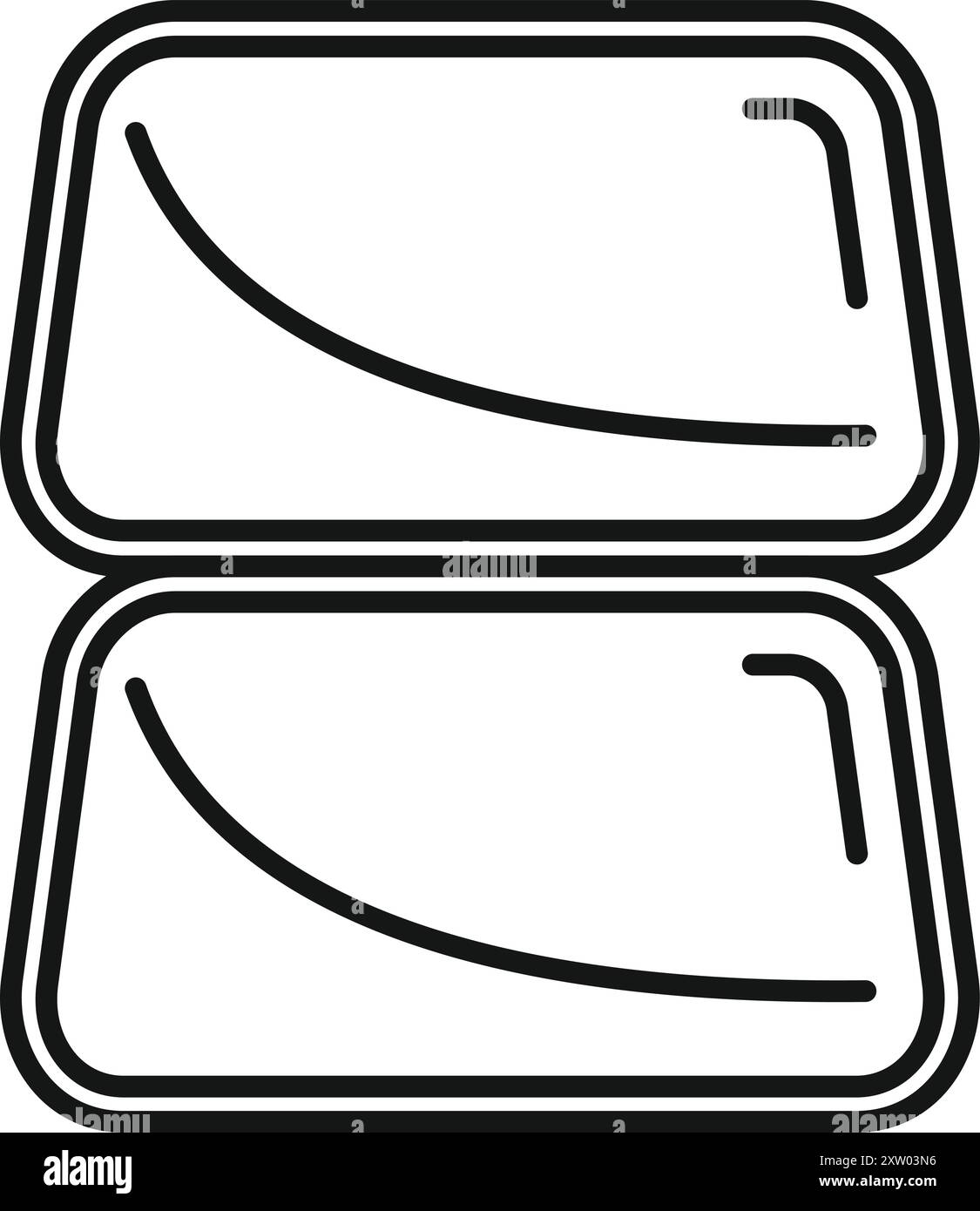 Simple line drawing of an empty lunch box with the lid open, ready for ...