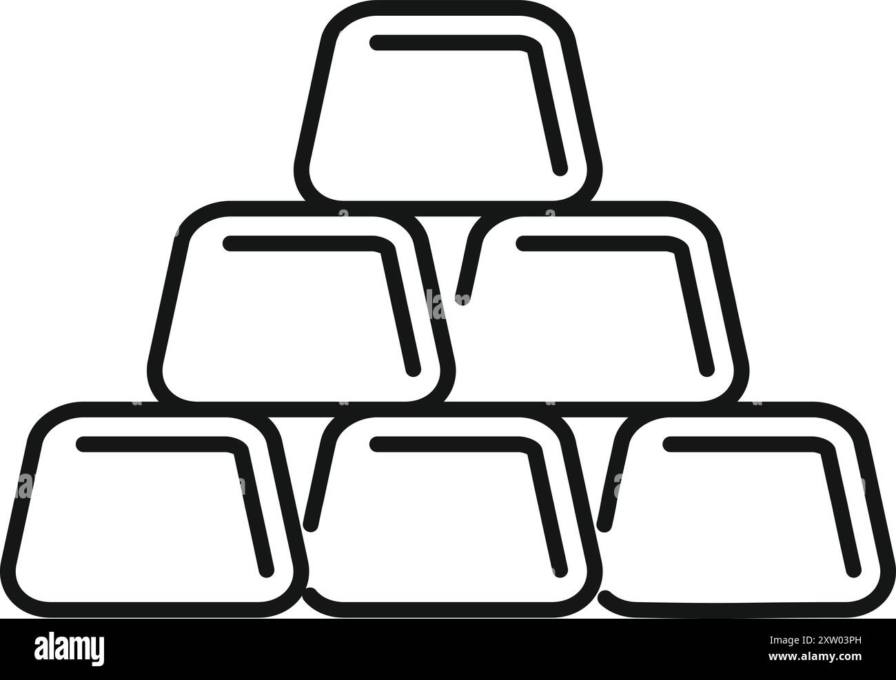 Line drawing of gold bars stacking up representing investment and ...